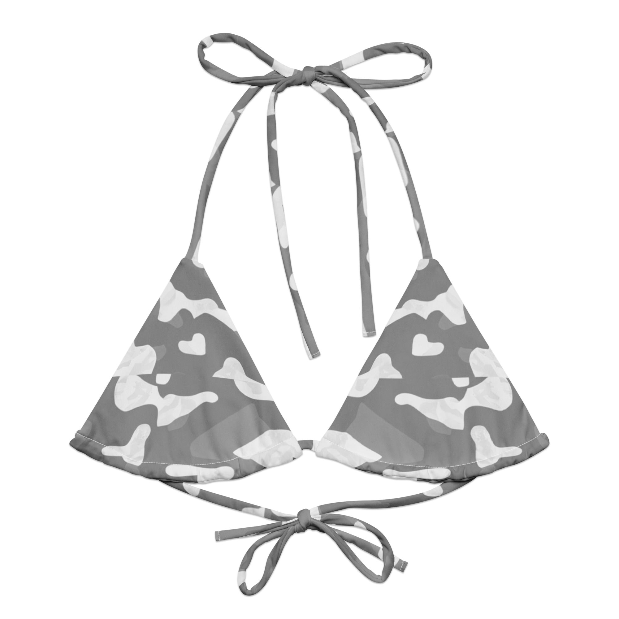 Women's Summer - String Bikini Top - Grey Camo